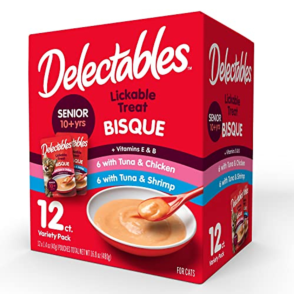 Delectables Bisque Senior Cat Treat Variety Pack, 1.4-oz, case of 12