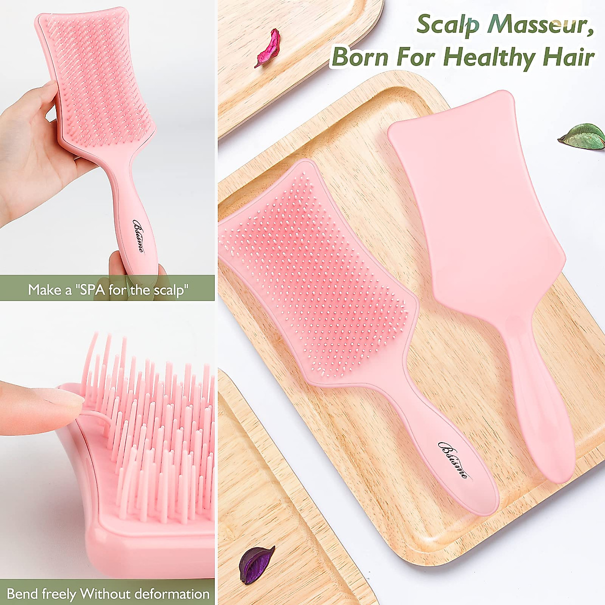 Detangler Brush, Detangling Hair Brushes for Women Men Girls Kids, Paddle Detangle Brush for Wet Dry Natural Curly Thick Fine Afro Hair, Styling Brush Gently Glide Through Knots Promotes Healthy Hair