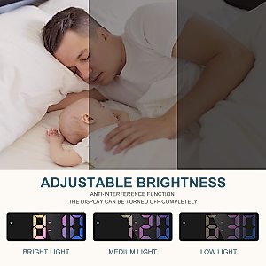 Ankilo Newest Digital Clock, LED Alarm Clock for Bedroom, Electronic Desktop Clock with Temperature Display, Adjustable Brightness, Voice Control, 12/24H, Small Clock for Bedroom(No Battery＆Adapter)