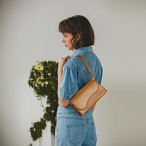 Telena Shoulder Bag for Women, Vegan Leather Women's Shoulder Purses Handbags with 2 Removable Strap Crossbody Bag Purses Brown