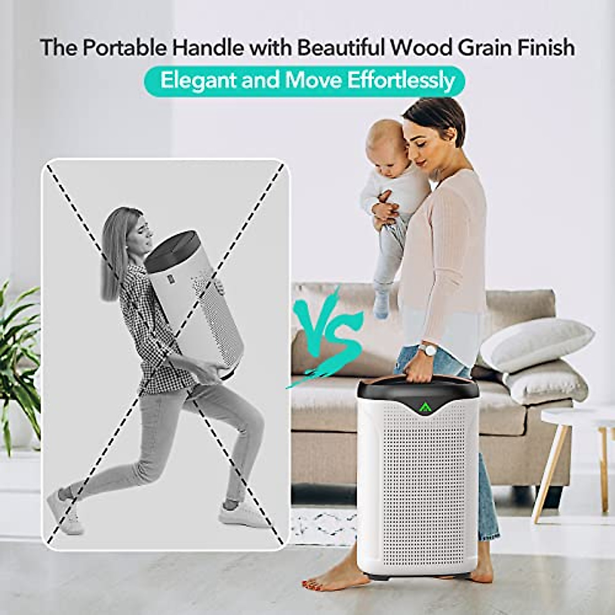 Smart Air Purifier for Home Large Room, WiFi APP Alexa Control Air Cleaner & Air Quality Monitor, Up to 1076 sq ft for Pets Odor, Smoke, Dust, Pollen, Quiet and Effective
