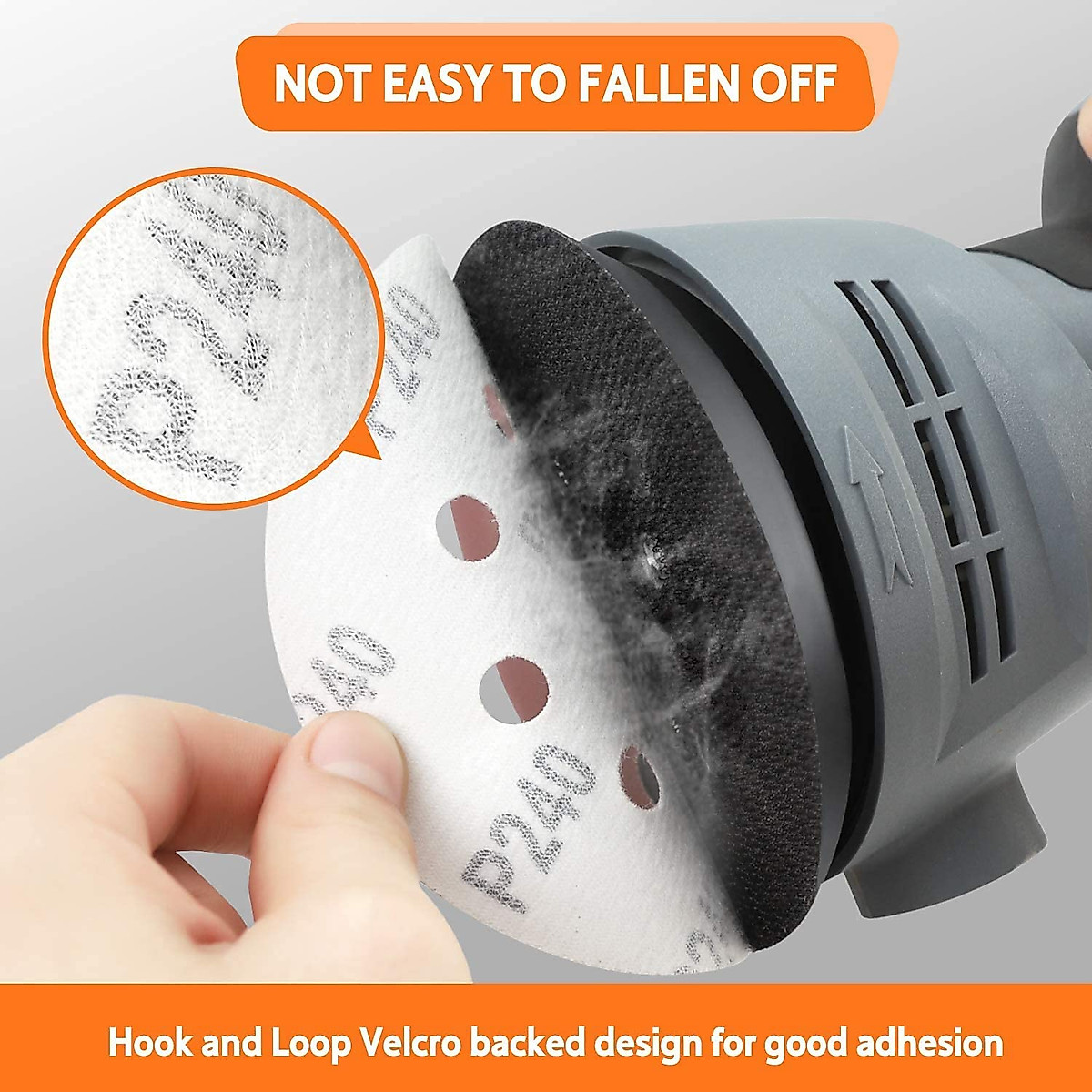 100PCS 5 Inch 8 Hole Hook and Loop Sanding Discs Sandpaper, 60 80 120 180 240 320 400 Grits Sand Paper for Random Orbital Sander