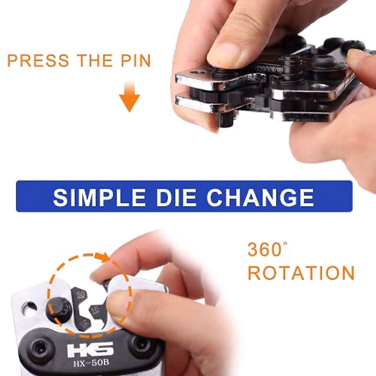 HKS Battery Cable Crimping Tool for AWG 10-1 Copper Ring Terminals, Heavy Duty Crimper for Wire Lugs