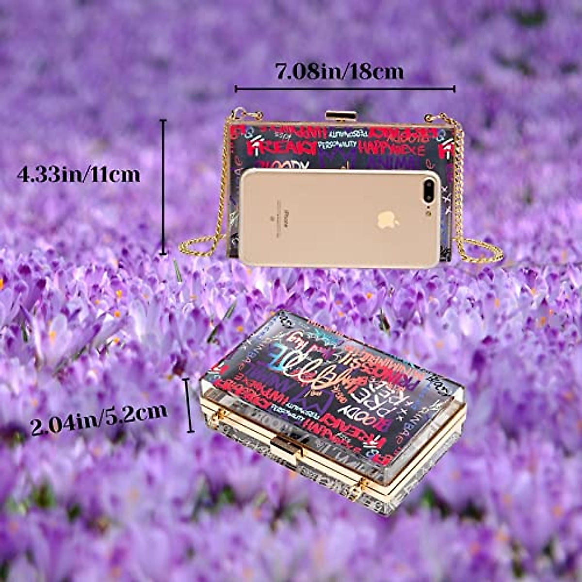Ladies Purses Graffiti Cross Body Purse for Women Acrylic Clutch Trendy Clear Evening Bag for Wedding Cocktail Party Prom Blue