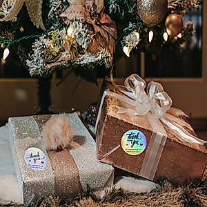 NSWDYLO Thank You Stickers Roll 500pcs 1.5” Thank You for Supporting My Small Business Stickers 4 Designs Thank You Small Business Stickers for Business Packages Holographic Thank You Stickers Labels