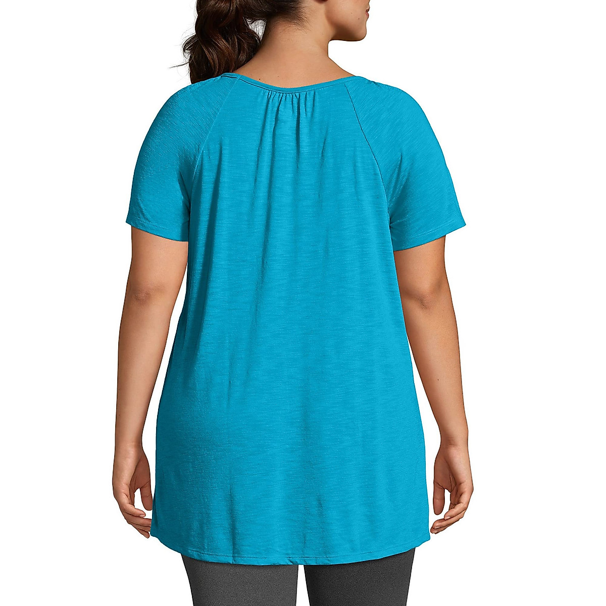 Just My Size Women's Plus-SizeSlub Jersey Tunic with Crochet Collar