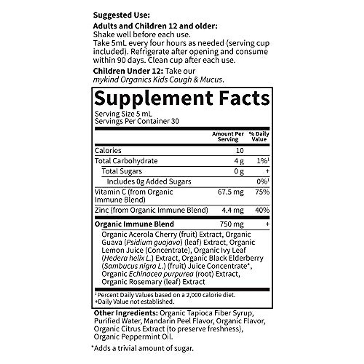 Garden of Life Elderberry Zinc Immune Support for Adults and Kids 12 & Older, mykind Organics Cough & Mucus Immune Syrup 5 fl oz with Ivy Leaf, Vitamin C and Echinacea, No Added Sugars