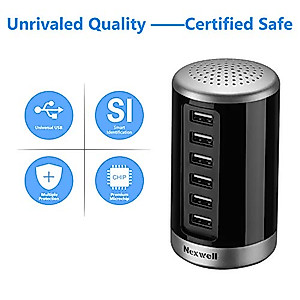 USB Wall Charger, Nexwell 30W 6-Port Desktop Charger USB Charging Station with Smart Identification Technology for iPhone, iPad, Android and Virtually All Other USB Enabled Devices