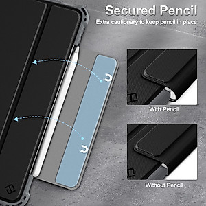 Fintie Hybrid Rugged Case for iPad Air 11-inch M2 (2024), iPad Air 5th / 4th Generation (2022/2020) 10.9 Inch - Military Drop Tested Heavy Duty Clear Cover with Pencil Holder, Black