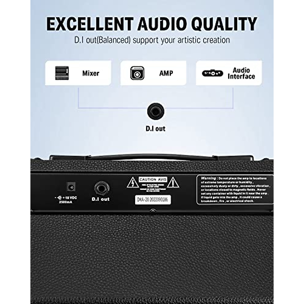 Donner DKA-20 Keyboard Amplifier 20 Watt Keyboard AMP with Aux in and Two Channels, Bass Guitar Amp, Piano Amplifier, Electronic Drum Speaker Support for Microphone Input