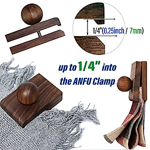 ANFU Wall Clip for Tapestry, Clips for Hanging Quilt, Wooden Clamp for Hanging and Display Tapestry Quilt Blanket Rug Fabric (2, Walnut)