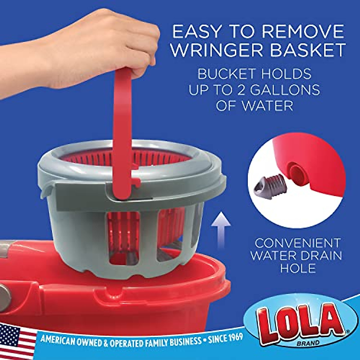 The Revolution Microfiber Spin Mop System | Hardwood, Tile, Marble, and Laminate Floor Cleaner | Wet and Dry Usage | 360° Spinning Action | Machine Washable,Red