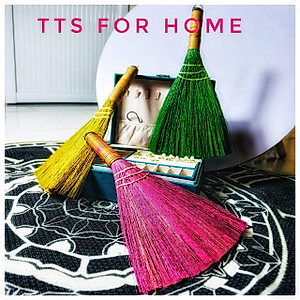 TTS For Home Set of 3 Broom for Kid - Vietnamese Color Natural Straw Soft Broom - Small Whisk Broom (13.19 inch Length, 8.66 inch Width)
