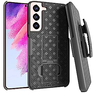 Rome Tech Holster Case with Belt Clip for Samsung Galaxy S22 6.1" [ONLY] Slim Heavy Duty Shell Holster Combo - Rugged Phone Cover with Kickstand Compatible with Samsung Galaxy S22 - Black