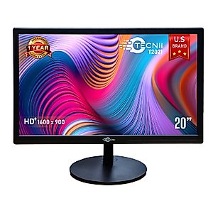 TECNII 20" Inch Widescreen LED Backlit LCD Desktop PC Monitor HD+ Resolution - 3ms Response Time - HDMI - VGA - for Home, Office - Black