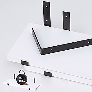 YGEOMER Floating Shelves, White Shelves, Set of 8, Rustic Wall Shelves, Wood Floating Shelf for Bedroom, Living Room, Book and Bathroom