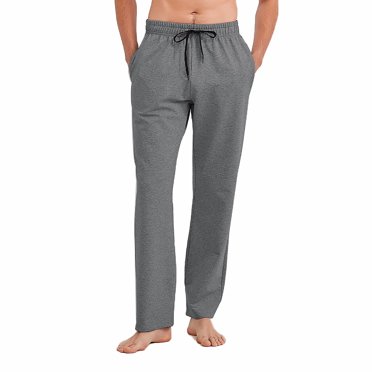 Idtswch 36 Inseam Mens Tall Sweatpants Open Bottom Joggers Casual Loose Fit Athletic Yoga Pants with Pockets Dark Gary