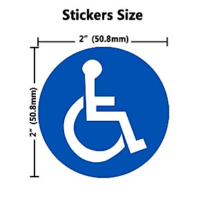 Disabled Wheelchair Symbol Labels | Handicap Signs Stickers 2 inch Round Convenient Decals for Handicapped Parking 60 pcs