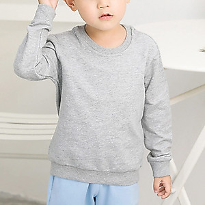 Kids Baby Boy Girl Crewneck Long Sleeve Pullover Tops Blouse Toddler Solid Cotton Sweatshirt T-Shirt for 1-8 Years (2 Pack(Orange+Gray),6 Years)