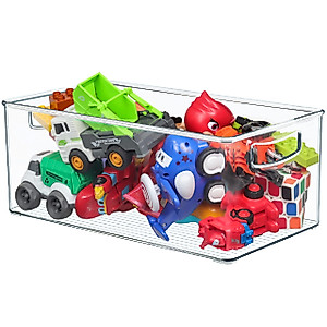 Hudgan 2 Pack Straight Sides Stackable Pantry Organizer Bins for Home Edit - 13.5''L x 7.5''W x 5.5''H