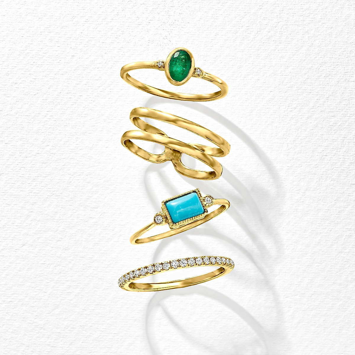RS Pure by Ross-Simons Turquoise and Diamond-Accented Ring in 14kt Yellow Gold. Size 8