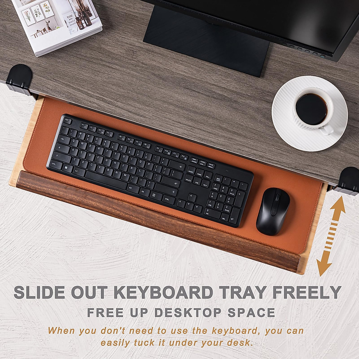 SITOO Keyboard Tray with Keyboard Wrist Rest & Keyboard mat, Pull Out Keyboard Tray Under Desk, 26.8"x 9.8", Perfect Keyboard Drawer for Home & Office