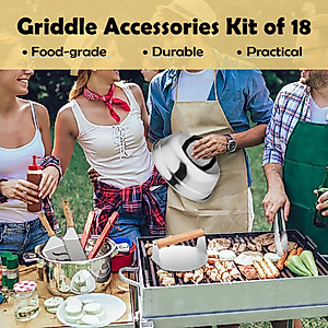 Griddle Accessories Kit of 18, HaSteeL Stainless Steel Teppanyaki Tools for Flat Top Outdoor Picnic Grilling Camping Cooking, Melting Dome, Metal Spatula, Burger Press, Easy to clean & Screwdriver