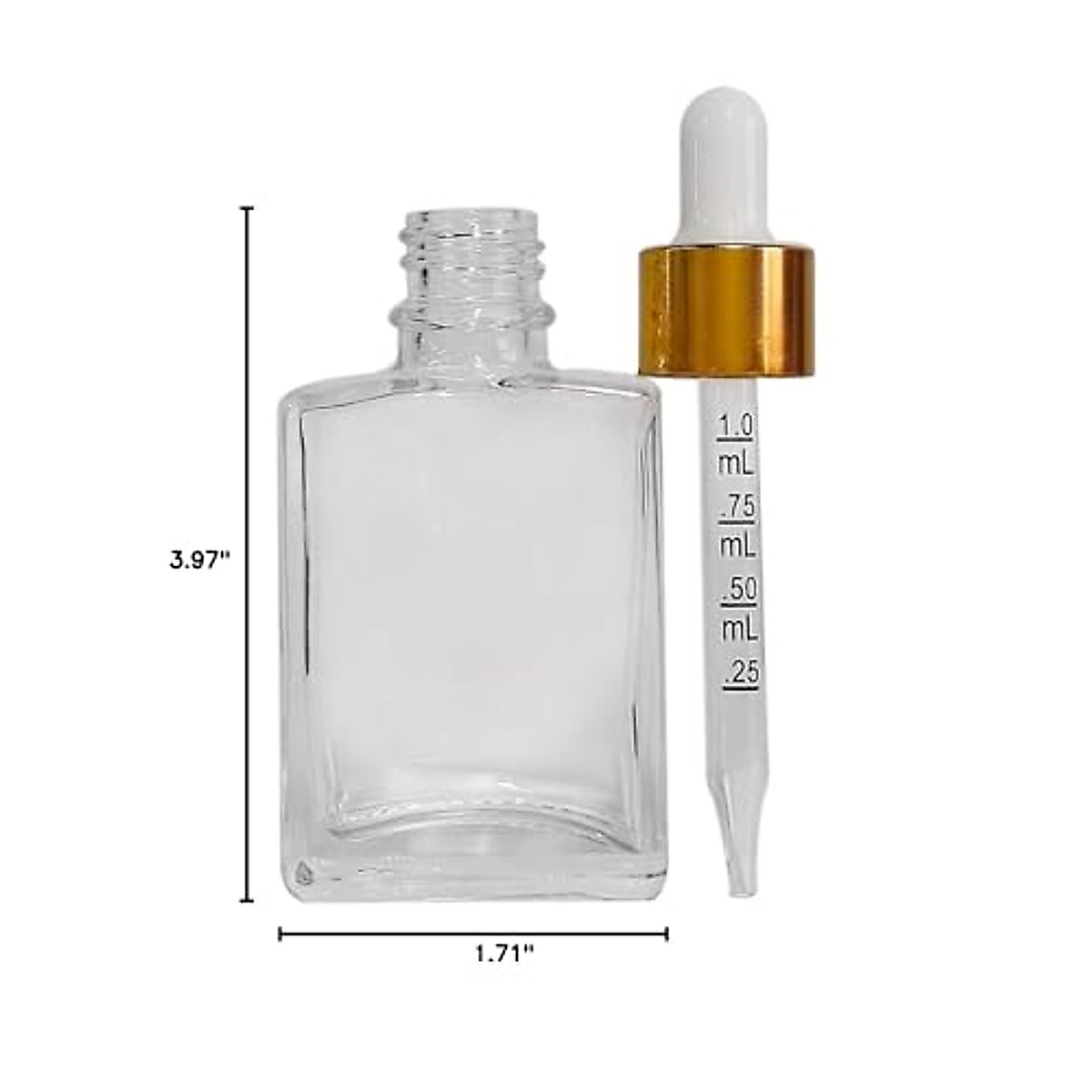 BEGIKET 12 Pack 1 oz Clear Square Glass Dropper Bottle with Measured Eye Dropper, 1oz 30ml Square Essential Oils Dropper Bottle for Perfumes, Liquids, Hair and Body Oils
