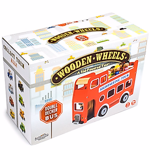 Imagination Generation Wooden Wheels Natural Beechwood Chunky Cars and Vehicles for Children +12 Months | Double Decker Bus