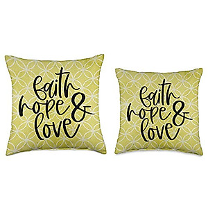 Faith Based Gift Christian Housewarming Art Decor Faith Hope and Love Bible Verse Scripture 18 x 18 Throw Pillow, 18x18, Multicolor
