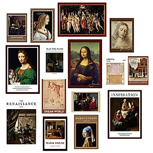 AOPING Wall Aesthetic Pictures Decoration Kit for Wall Decoration, Photo Collage Set Bedroom Decor for Teen Girls VSCO Girls, Collage Posters Kit (15 Sheets) - Renaissance