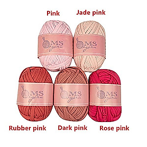 3 Skein M-S Thick Knitting Yarn, Elastic Fabric Cloth T Shirt Yarn, Spaghetti Yarn for Hand DIY Bag Blanket Cushion Crocheting Projects, 3.3 Oz × 3, 30 Yard × 3(Jade Pink)