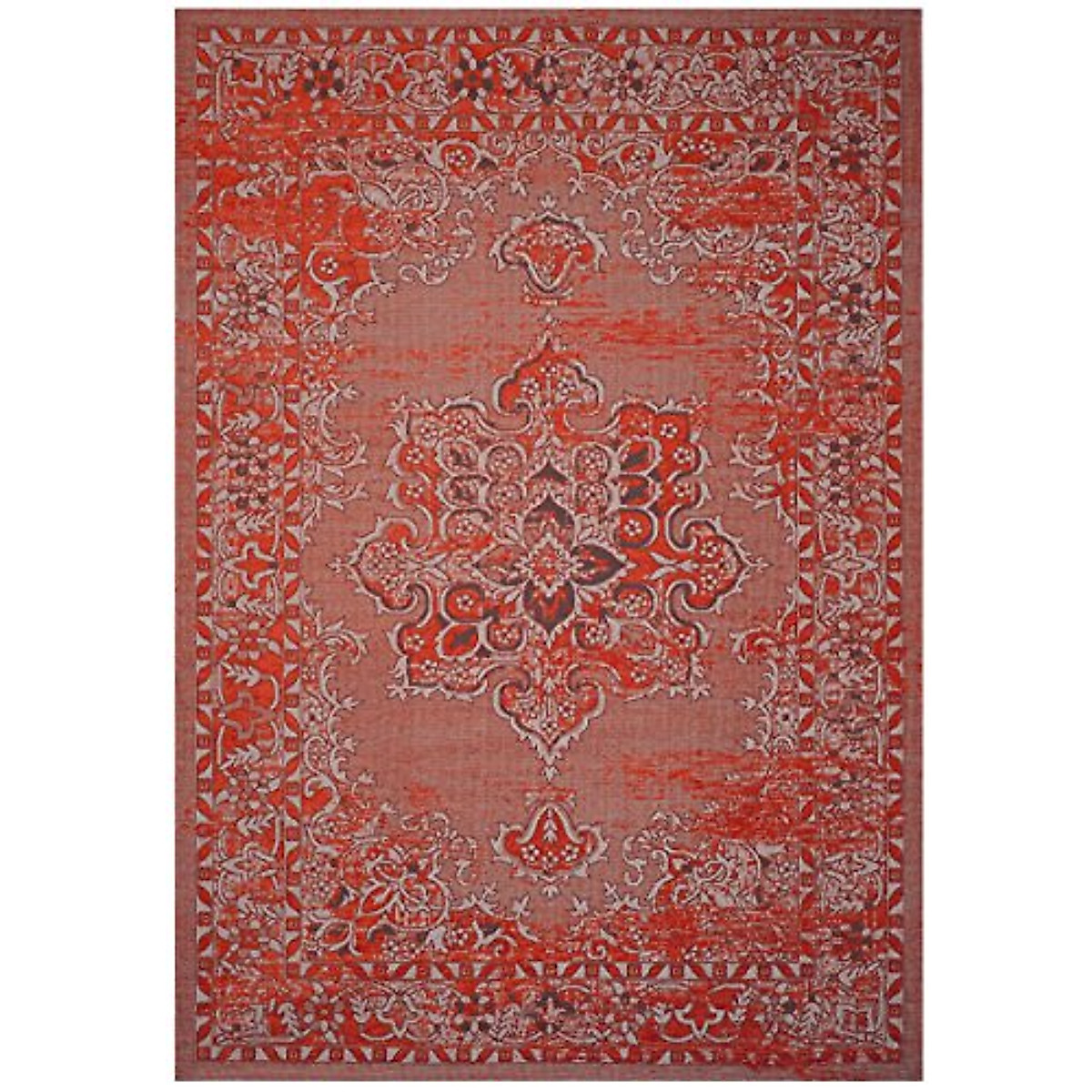 SAFAVIEH Palazzo Collection Area Rug - 8' x 11', Orange & Light Grey, Boho Medallion Design, Non-Shedding & Easy Care, Ideal for High Traffic Areas in Living Room, Bedroom (PAL124-7941)