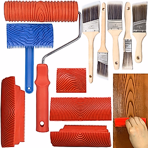 Wood Grain Tool, 11pcs Wood Graining Tool Set 7" Wood Grain Roller Wood Grain Painting Tool Natural Woodgrain Maker Paint Look Like Wood for Wall Room Decoration