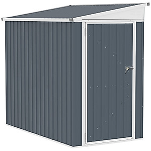 Outsunny 4' x 6' Steel Garden Storage Shed Lean to Shed Outdoor Metal Tool House with Lockable Door and 2 Air Vents for Backyard, Patio, Lawn