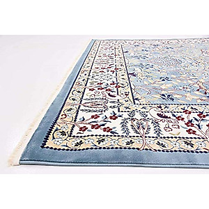 Unique Loom Narenj Collection Classic Traditional Textured Hunting Design Area Rug, 8 ft x 10 ft, Blue/Tan