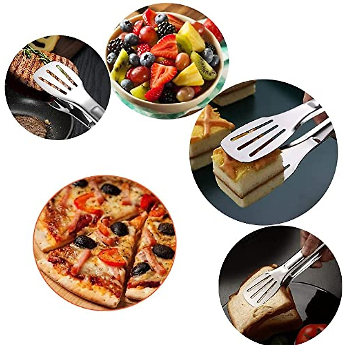 Serving Tongs Kitchen Tongs,Buffet Tongs, Stainless Steel Food Tong Serving Tong,small tongs 6 Pack (7 Inch)