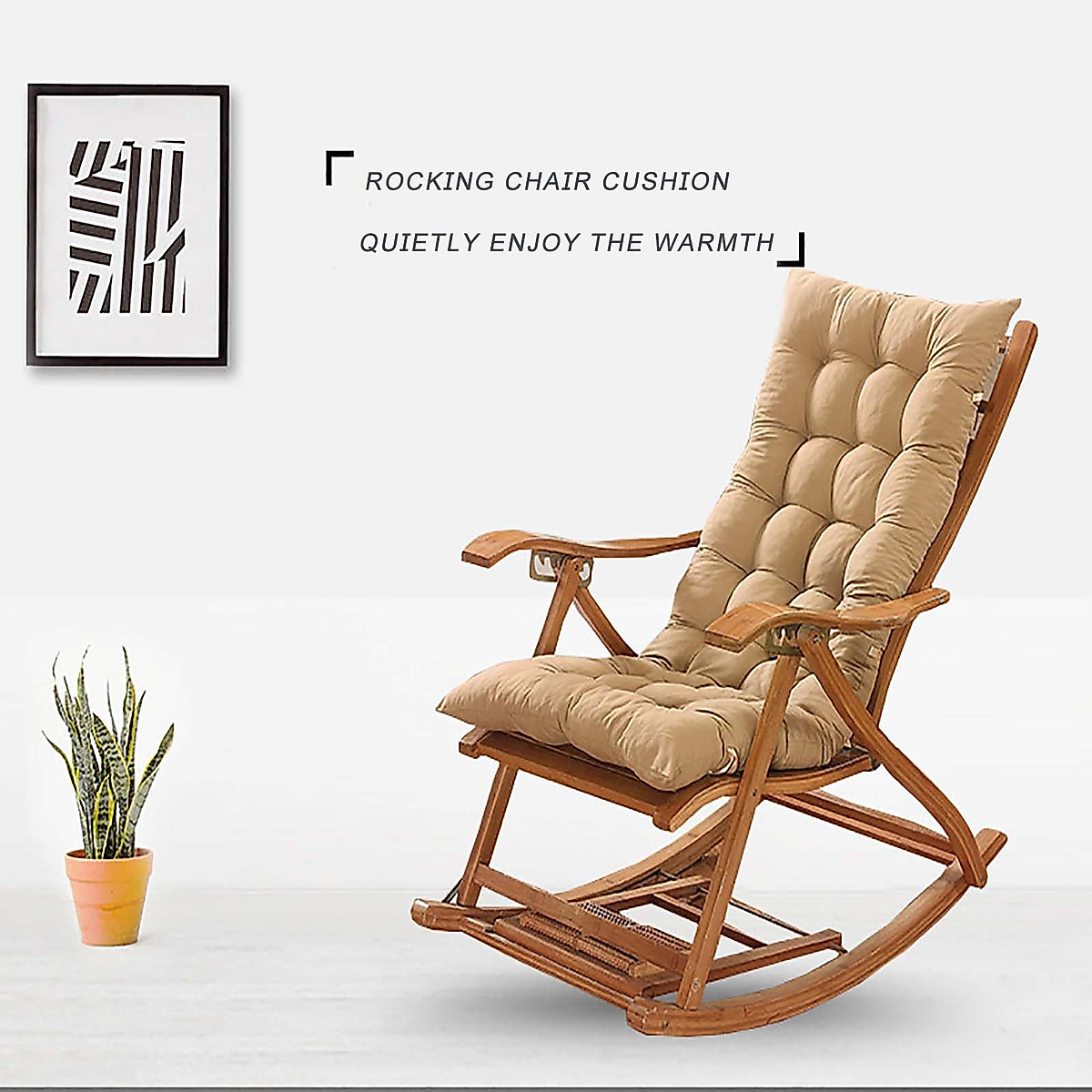 Outdoor High Back Chair Cushion with Ties Indoor Outdoor Rocking Chair Cushion Soft Thickened Replacement Seat Cushion for Patio Furniture,Orange