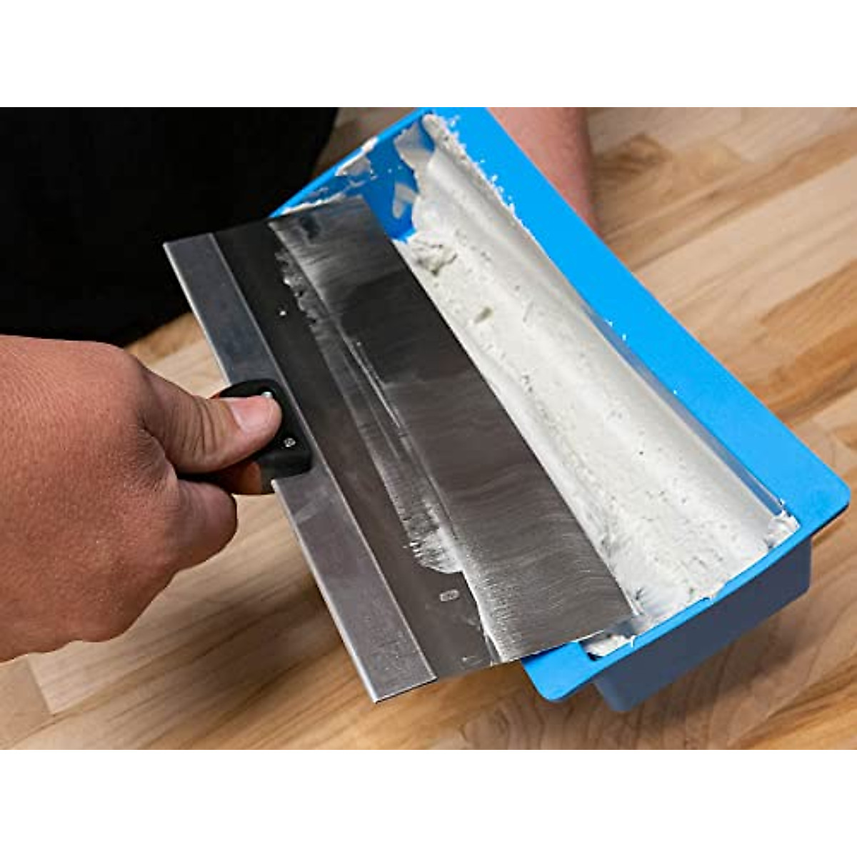 MUDFLEXTOOLS 10.5” Ez Clean Flexible Drywall Mud Pan-Soft Silicone-Ez Squeeze Grip-Stretches-Non-Stick-Rust Proof-Durable