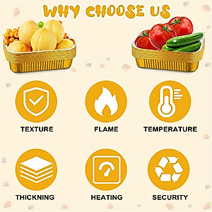 Aluminum Pans with Lids, 50 Pack Foil Pans with Lids 6.3"×4.4", 1.2 Lb Heavy Duty Small Aluminum Pans with Lids, Double Thick Aluminum Pan, for Baking, Meal Prep, Freezer, Heating, Takeout(Gold)