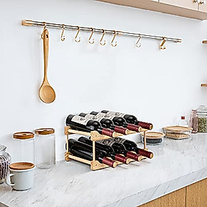 Wine Rack Freestanding Storage 8 Bottle Capacity, 2 Tiers Modular Small Wine Racks Countertop, Farmhouse Wood Wine Holder Stands for Pantry Table Top Organizer (Natural, 8 Bottles)