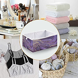 Kigai Purple Marble Abstract Cube Storage Bins - 11x11x11 in Large Foldable Cubes Organizer Storage Basket for Home Office, Nursery, Shelf, Closet