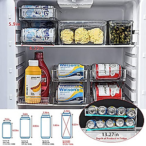 Mano Set of 2 Rolling Soda Can Organizer for Refrigerator, Clear Drink Dispenser for Pop Beer Soda Seltzer Beverage Can Holder, Plastic Fridge Organizer Bins Pantry Storage Rack