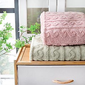 HOMRITAR Fuzzy Throw Blanket for Men Women, Decorative 3D Fleece Blankets for Unisex Kids Really Warm Fluffy Cozy Plush Fleece Comfy Flannel Blanket for Couch Sofa Bed (Beige, 50 x 60 Inch)