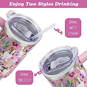 puhnhsv 40 oz Basset Hound Tumbler with Handle, Insulated Stainless Dog Tumbler Coffee Travel Mugs Cup Water Bottle Basset Hound Lovers Gifts for Women Girls