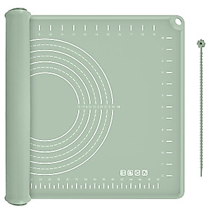 Silicone Baking Mat 24" x 16", Extra Thick Dough Rolling Mat with Measurements and Edge Heightening, Non-stick Food Grade Silicone Pastry Mat for for Pastry, Bread, Cookies, Pizza, Fondant, Pasta