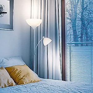 Brightech Sky Dome Plus LED Floor lamp, Torchiere Super Bright Floor Lamp with Reading Lamp for Living Rooms & Offices - Dimmable Tall Standing Lamp for Bedroom Reading - Silver