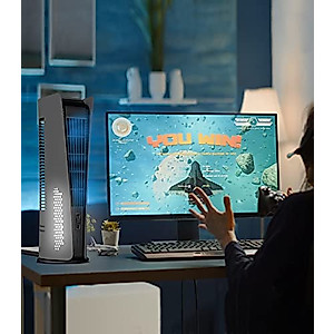 CONBOLA Desk Fan for Bedroom with Cold Air for Home, 16" Battery Operated Bladeless Rechargeable Fan, 10000mAh Small Tower Fan, Quiet Oscillating Portable Fan with 3 Speeds Timer LED Light, Office