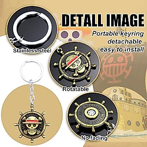 Bkinpid Anime Luffy Keychain One Piece Keychain Pirate Skull Key Chain Rotatable Keyring