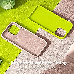 Cordking for iPhone 14 Pro Case, Silicone Ultra Slim Shockproof Protective Phone Case with [Soft Anti-Scratch Microfiber Lining], 6.1 inch, Pinksand